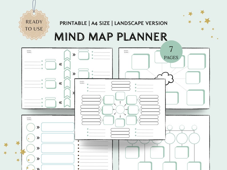 Printable Mind Map Planner | Brainstorming Ideas | Brain Dump | Study ...
