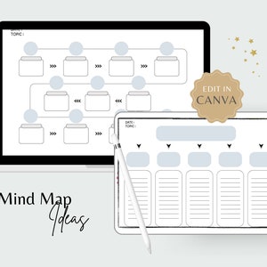 Printable Mind Map Template | A4 Landscape Brainstorming (digital ...