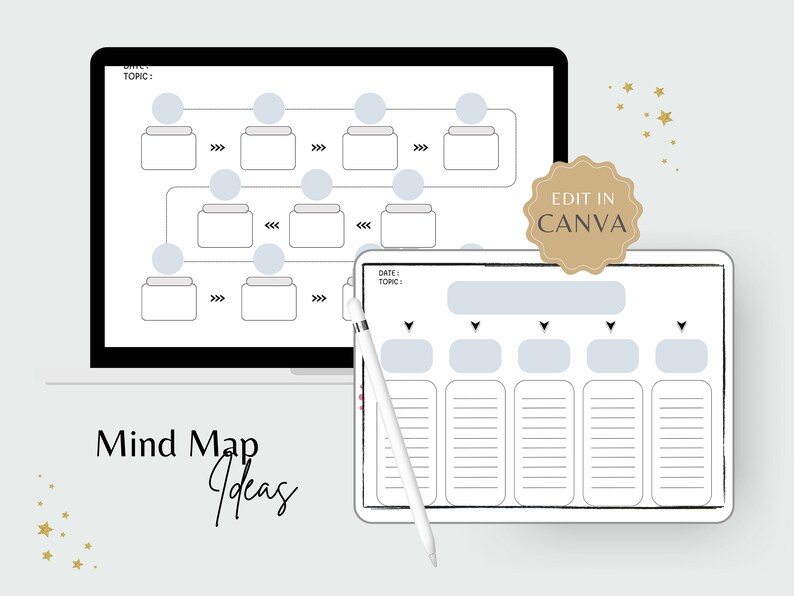 Printable Mind Map Planner | Brainstorming Ideas | Brain Dump | Study ...