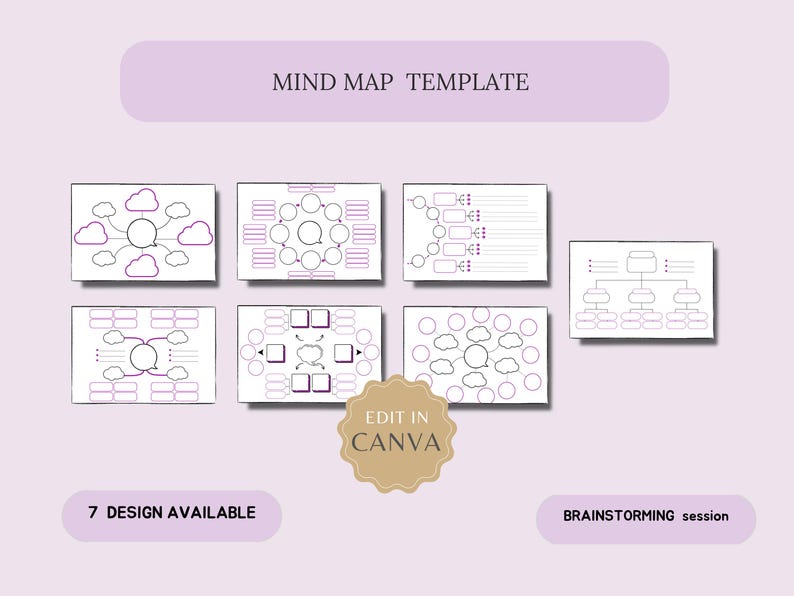 Printable Mind Map Template | Brainstorming, Study Aid (digital ...