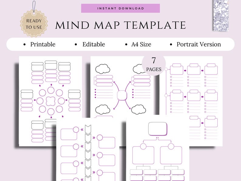Printable Mind Map Planner | Brainstorming Ideas | Brain Dump | Study ...