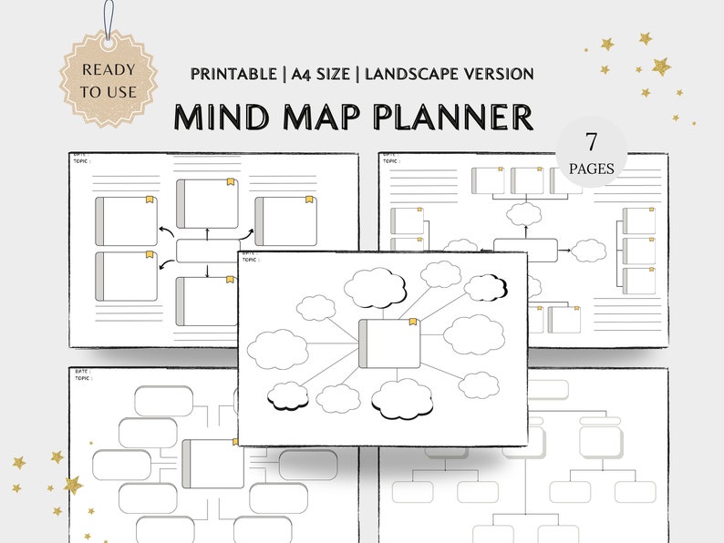 Printable Mind Map Planner | Brainstorm | Idea Map | Diagram Notes ...