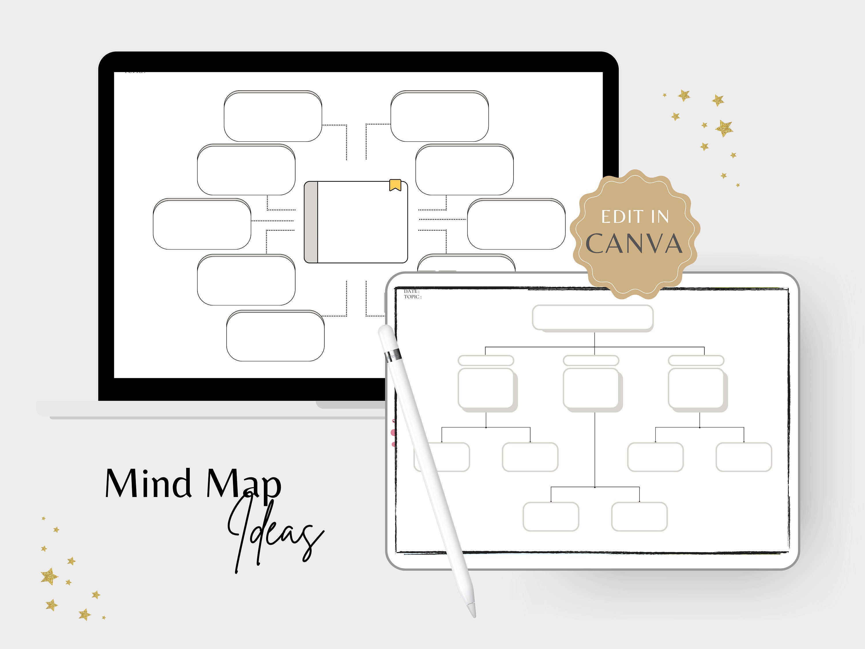 Printable Mind Map Planner | Brainstorm | Idea Map | Diagram Notes ...