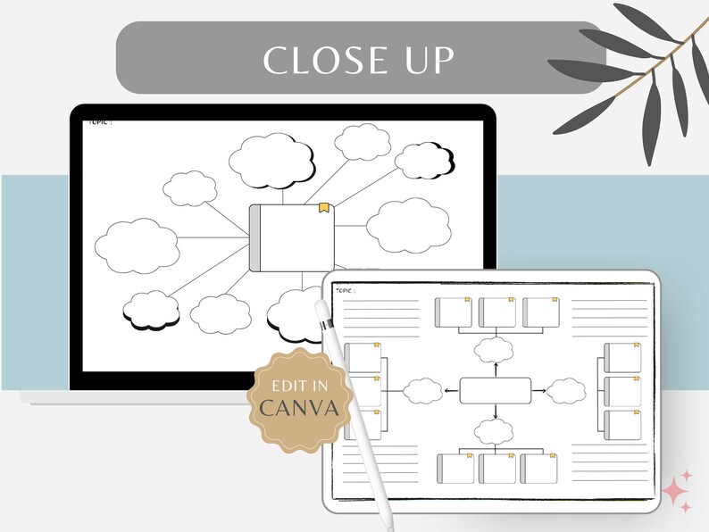 Printable Mind Map Planner Brainstorm Idea Map Diagram Notes Canva ...