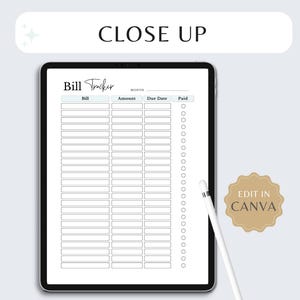 Printable Monthly Bill Tracker | Bill List | Bill Payment List | Bill ...