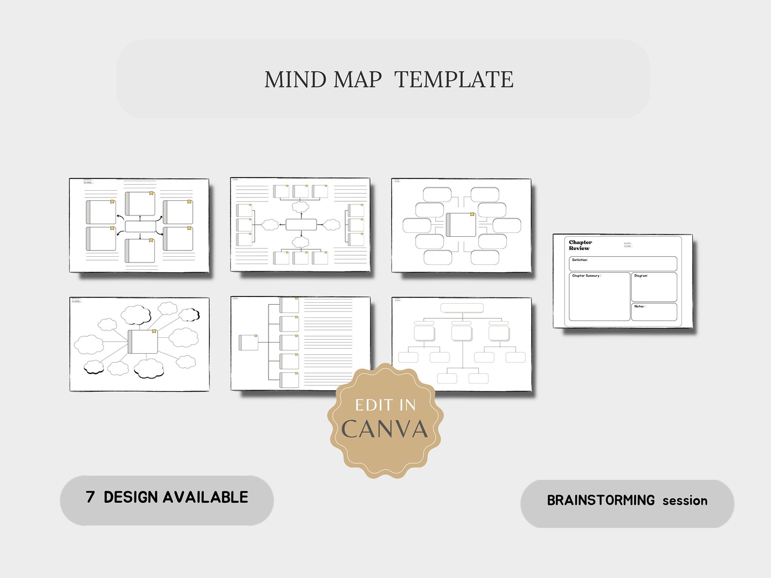 Printable Mind Map Planner | Brainstorm | Idea Map | Diagram Notes ...