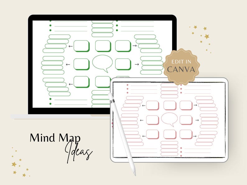 Printable Mind Map Planner | Brainstorming Ideas | Brain Dump | Study ...