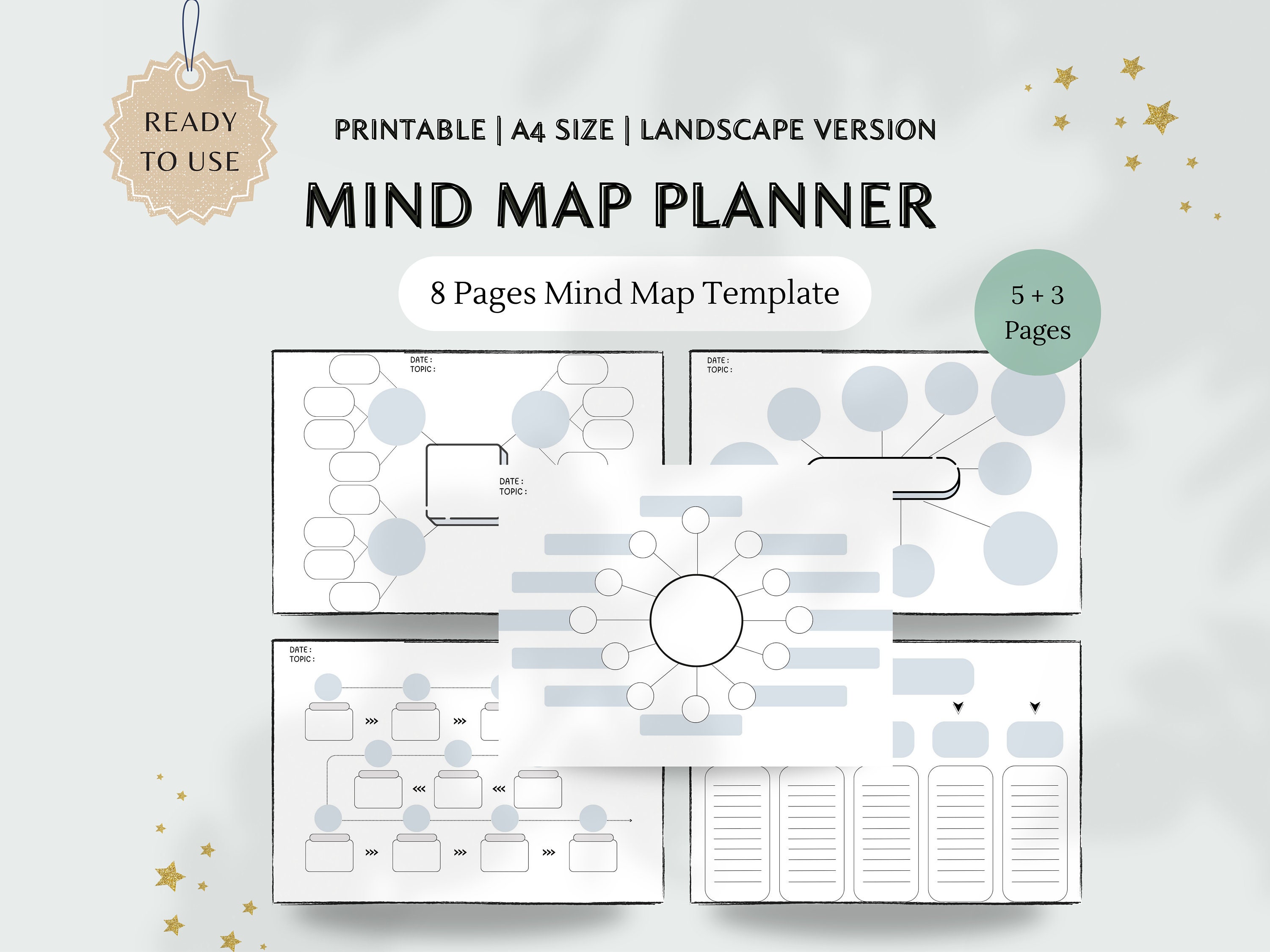 Printable Mind Map Planner Brainstorming Ideas Brain Dump Study Guide ...