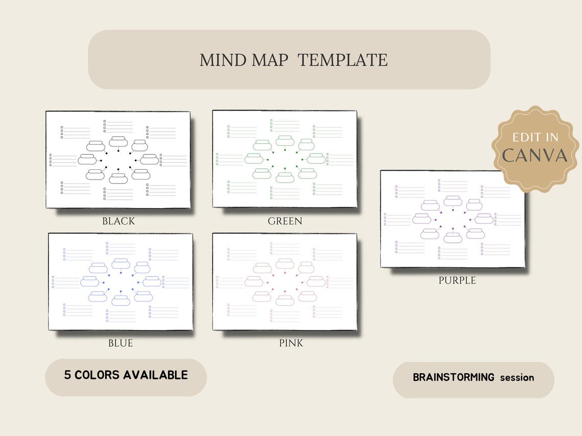 Printable Mind Map Planner Brainstorming Ideas Brain Dump Study Guide ...