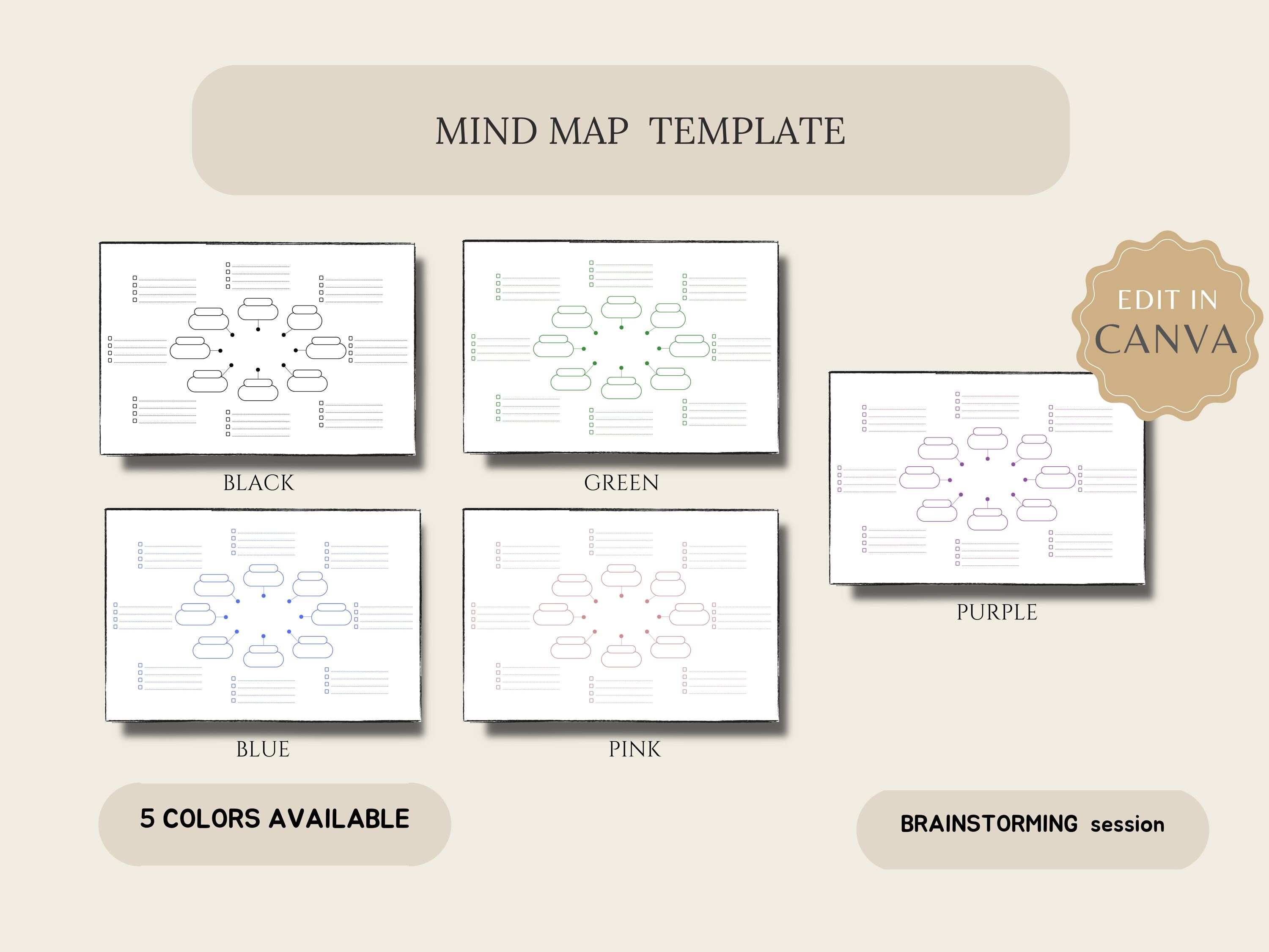 Printable Mind Map Planner Brainstorming Ideas Brain Dump Study Guide ...