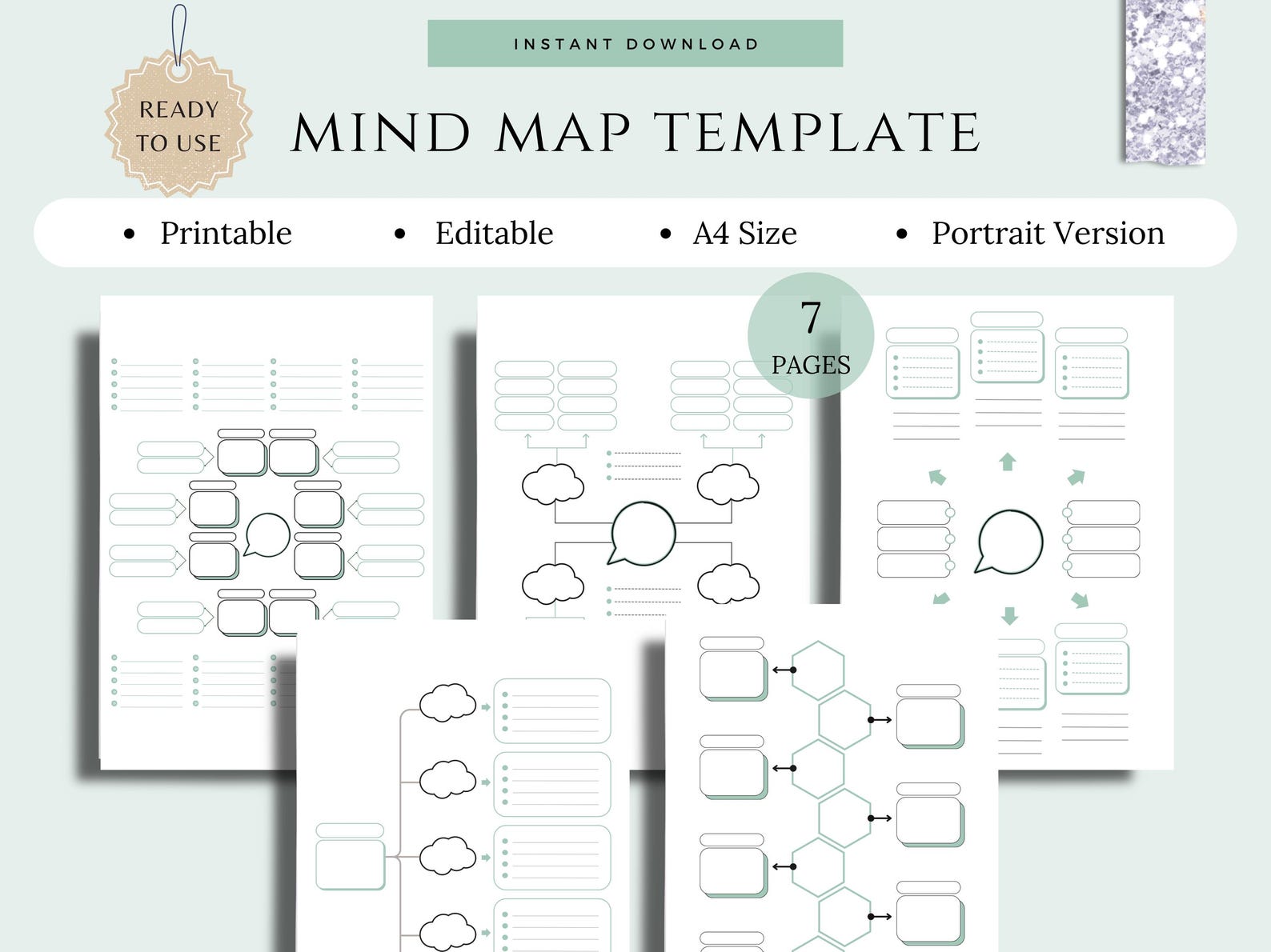 Printable Mind Map Planner | Brainstorming Ideas | Brain Dump | Study ...