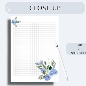 PRINTABLE Blue Flower Stationery, Printable Writing Paper, A4, Letter ...