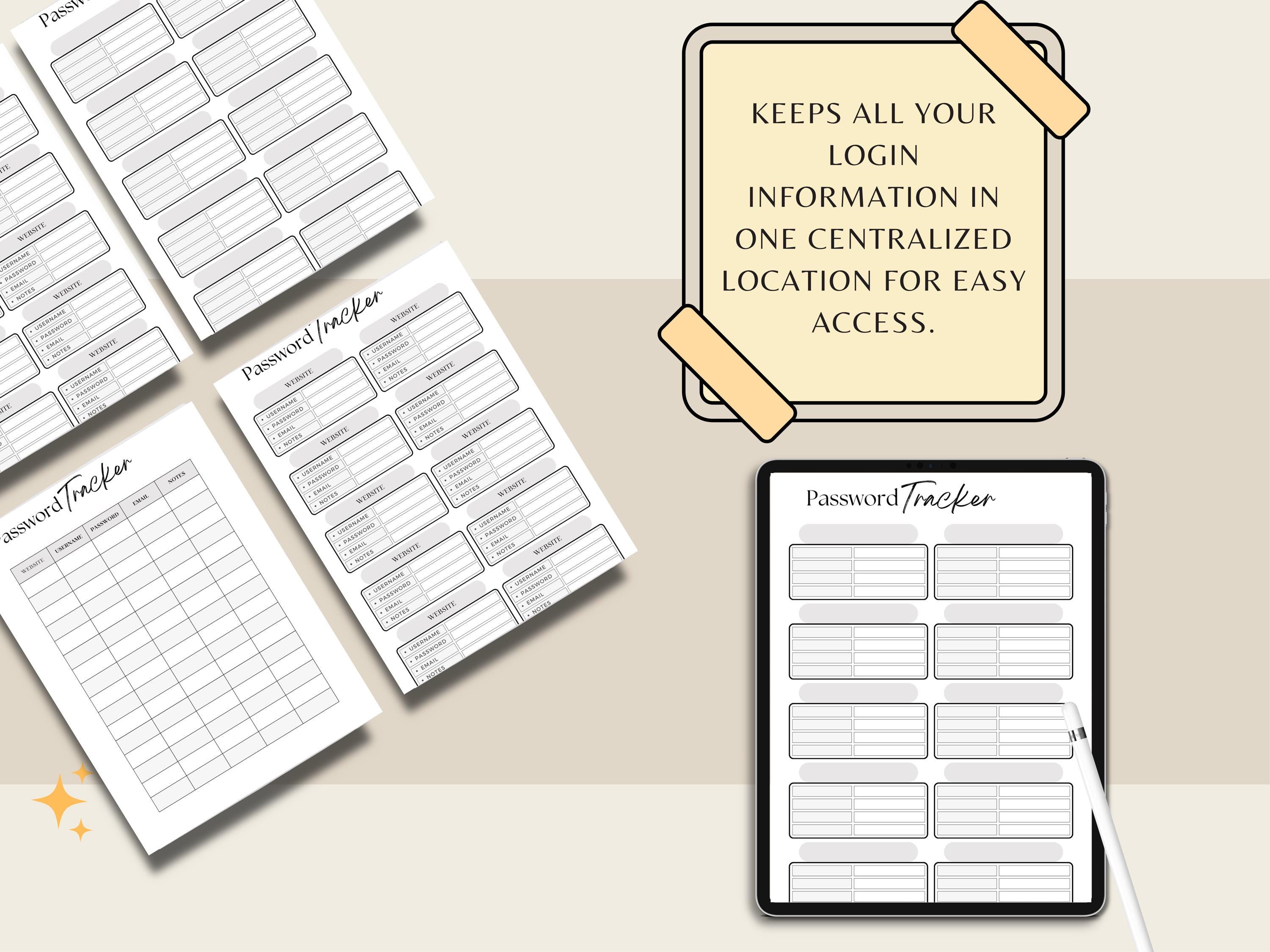 Minimalist Password Tracker | Printable | Password Log | Password ...