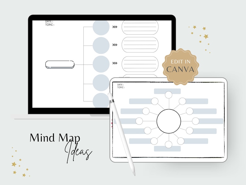 Printable Mind Map Template | A4 Landscape Brainstorming (digital ...