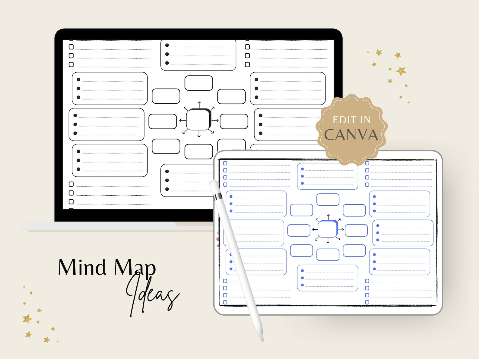 Printable Mind Map Planner | Brainstorming Ideas | Brain Dump | Study ...
