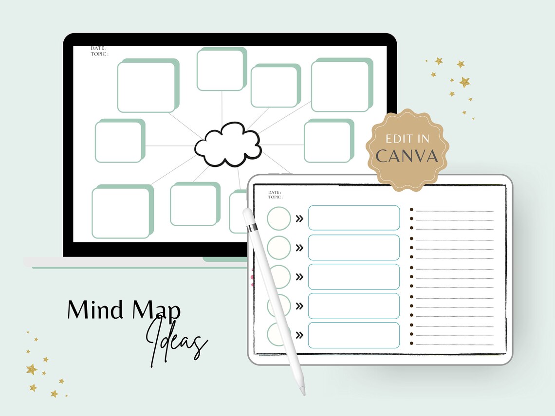 Printable Mind Map Planner | Brainstorming Ideas | Brain Dump | Study ...