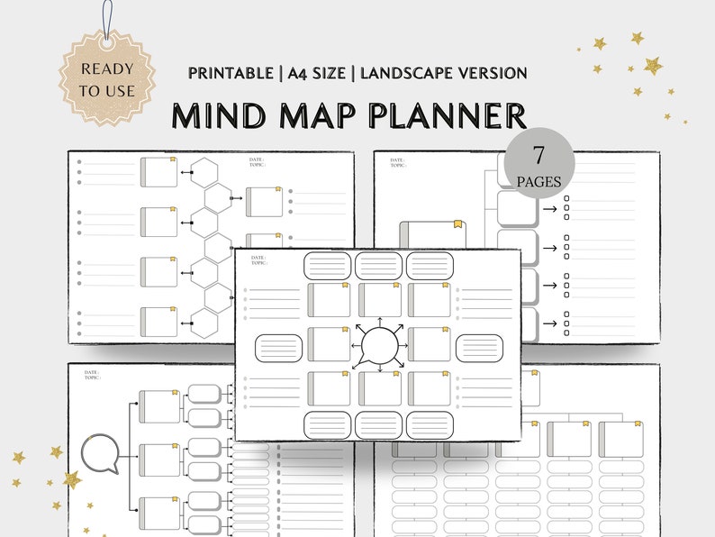 Mind Map Template Printable | Brainstorming Diagram (digital Download ...