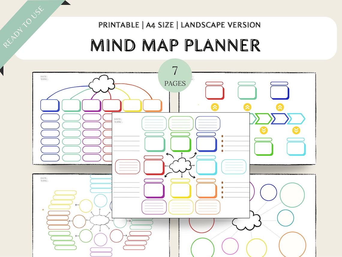Printable Mind Map Planner | Brainstorming Ideas | Brain Dump | Study ...