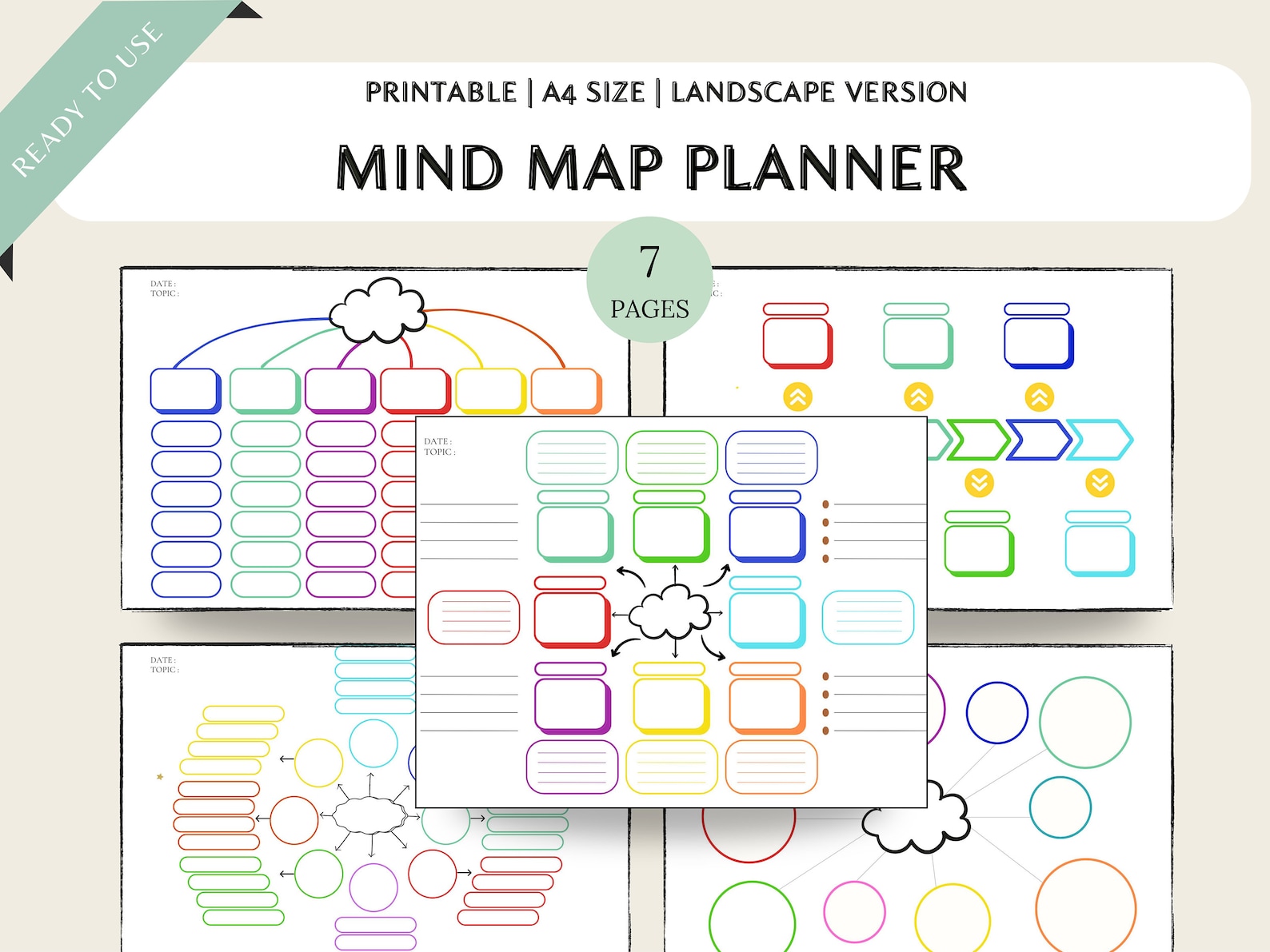 Printable Mind Map Planner Brainstorming Ideas Brain Dump Study Guide ...