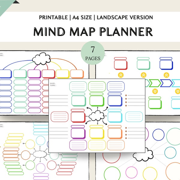 Printable Mind Map Planner Brainstorming Ideas Brain Dump Study Guide ...