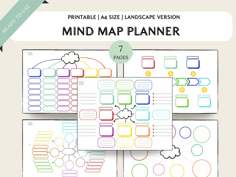 Printable Mind Map Planner | Brainstorming Ideas | Brain Dump | Study ...