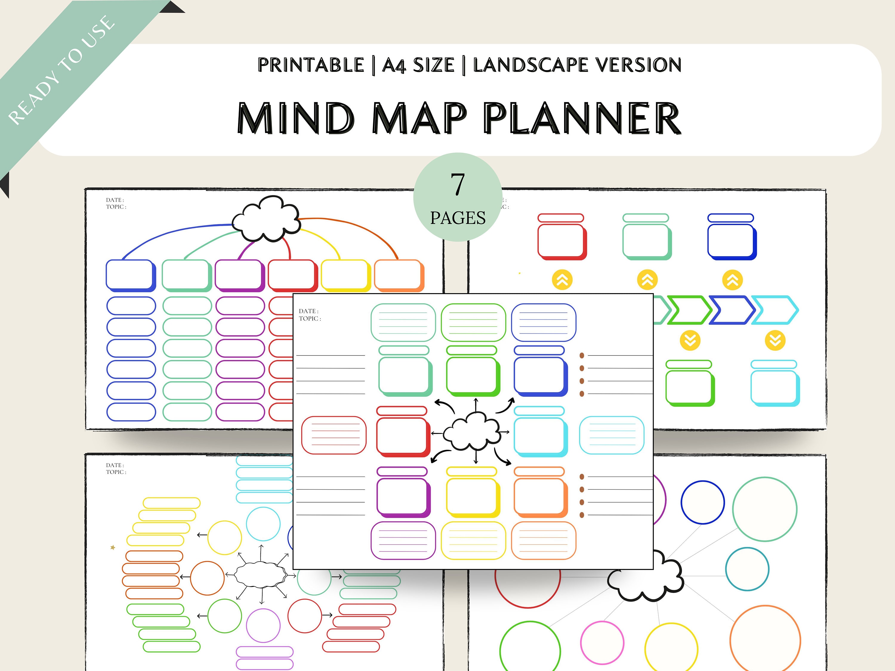 Printable Mind Map Planner Brainstorming Ideas Brain Dump Study Guide ...