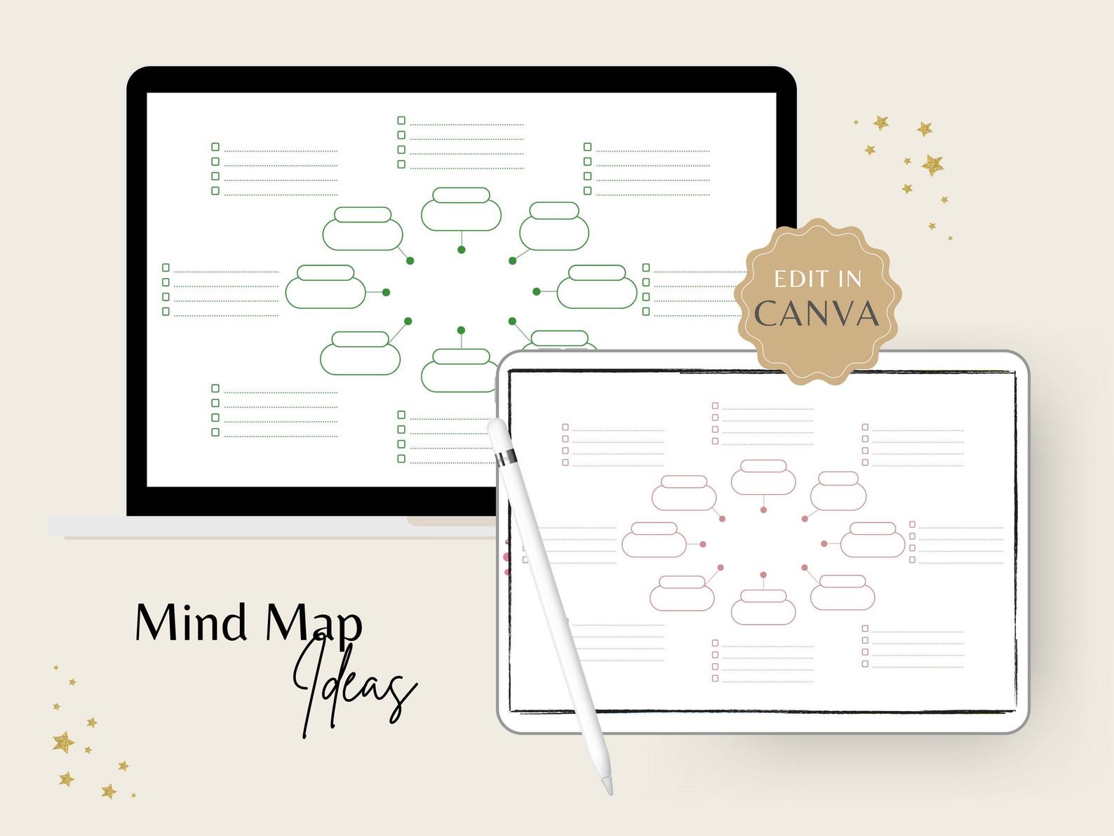Printable Mind Map Planner | Brainstorming Ideas | Brain Dump | Study ...
