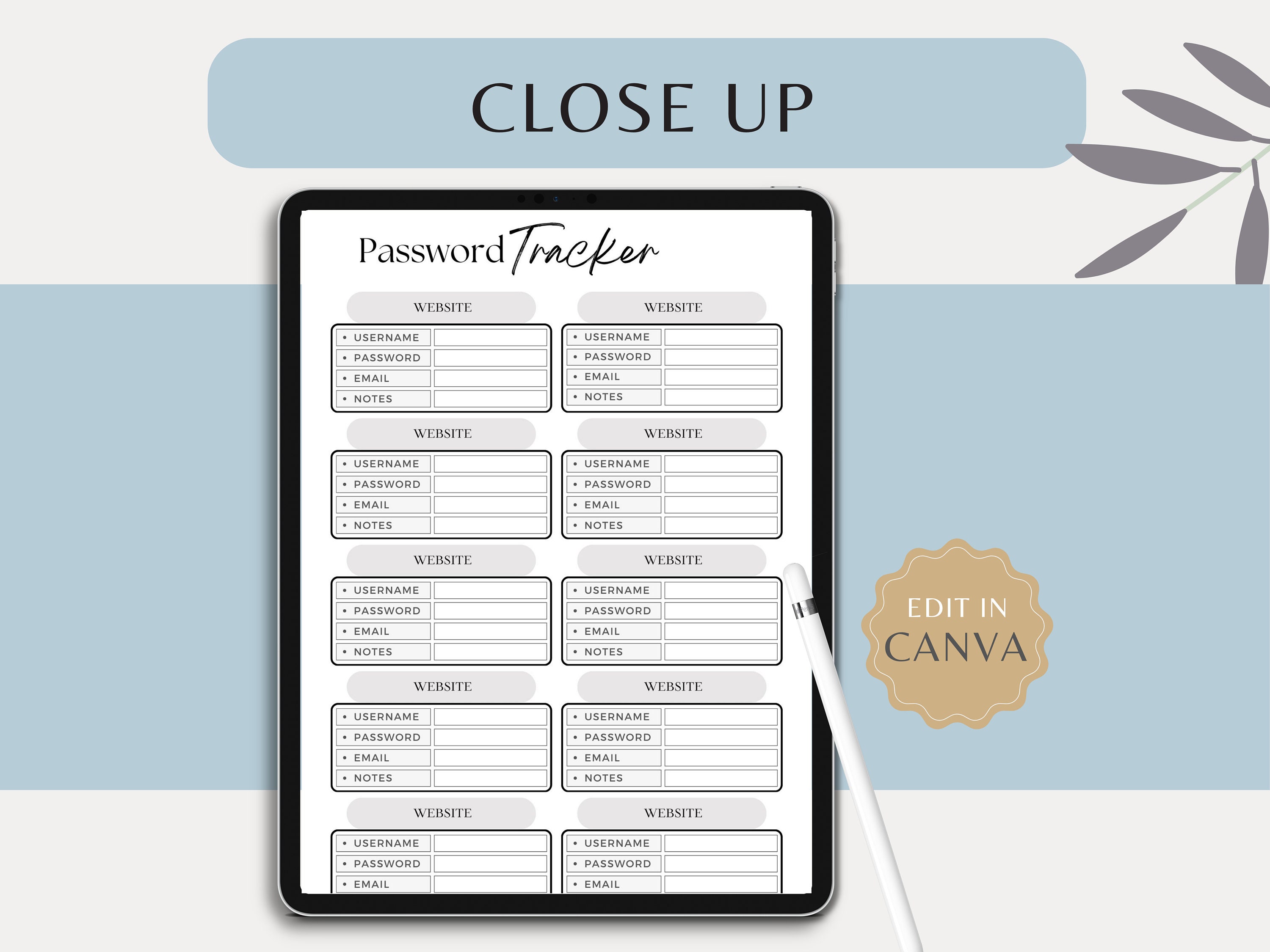 Minimalist Password Tracker Printable Password Log Password Organizer ...