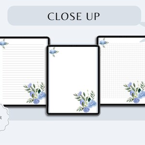 PRINTABLE Blue Flower Stationery, Printable Writing Paper, A4, Letter ...