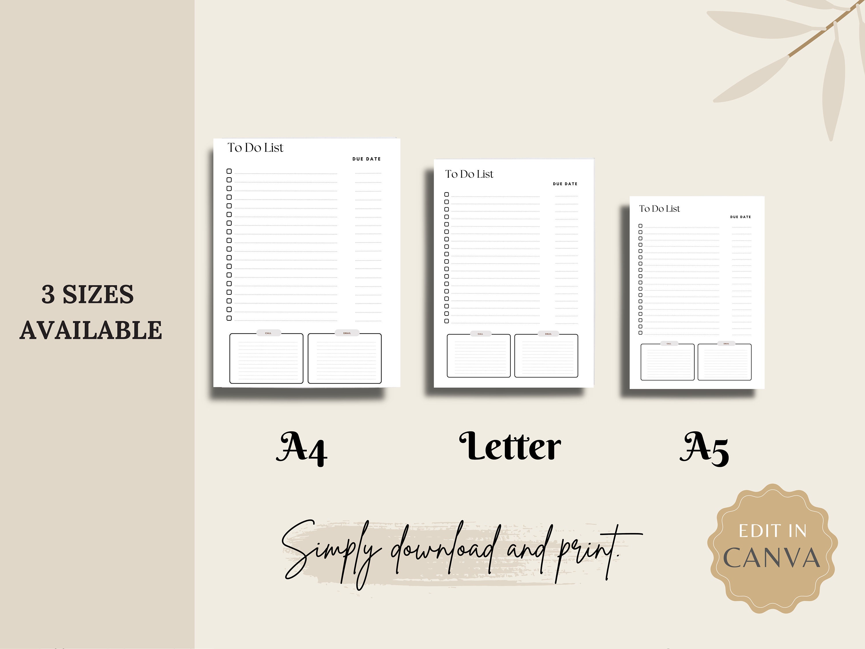 Daily Checklist to Do List Editable Printable Instant Download A4 A5 ...