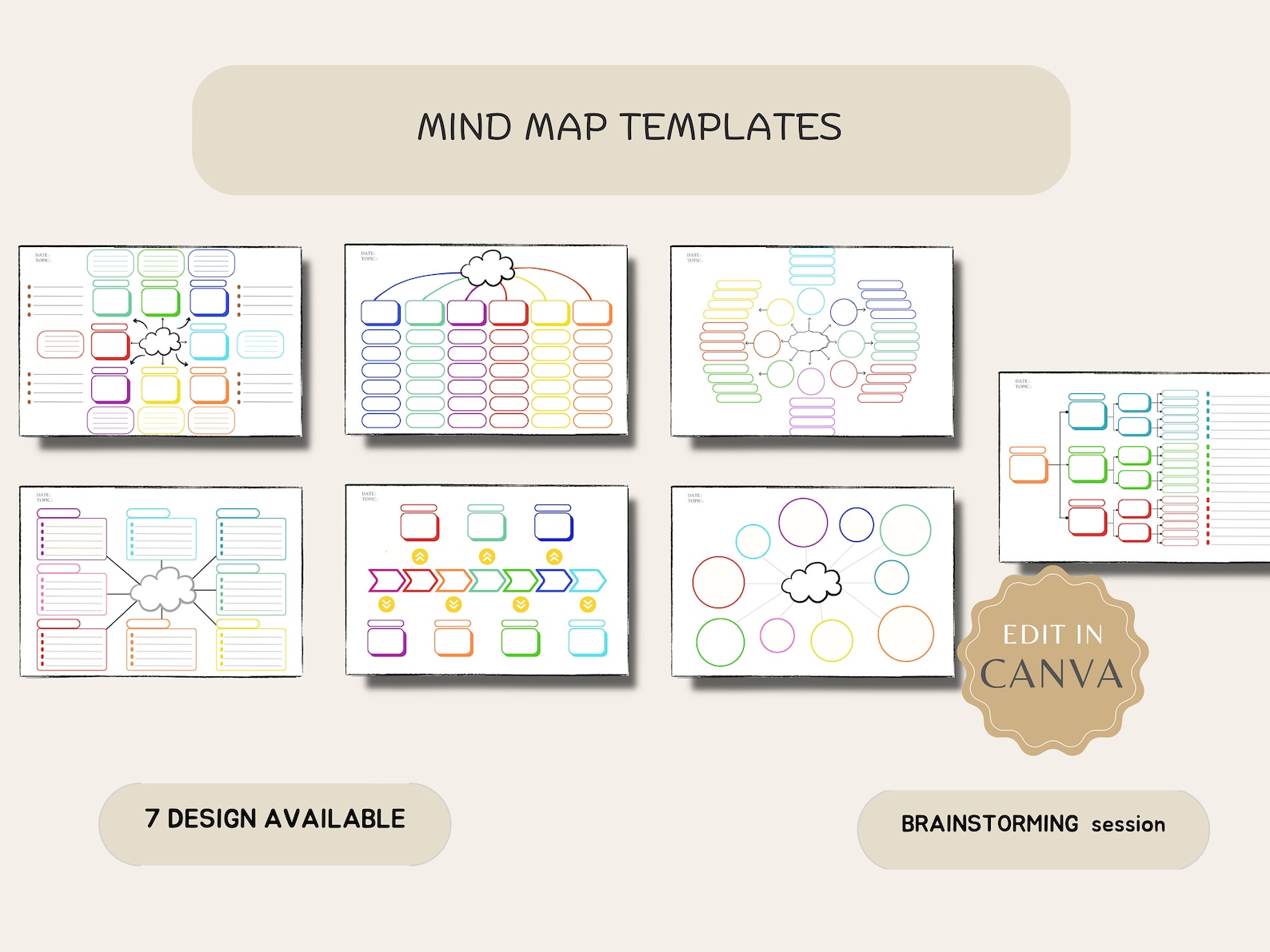 Printable Mind Map Planner Brainstorming Ideas Brain Dump Study Guide ...