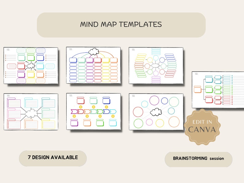 Printable Mind Map Planner | Brainstorming Ideas | Brain Dump | Study ...