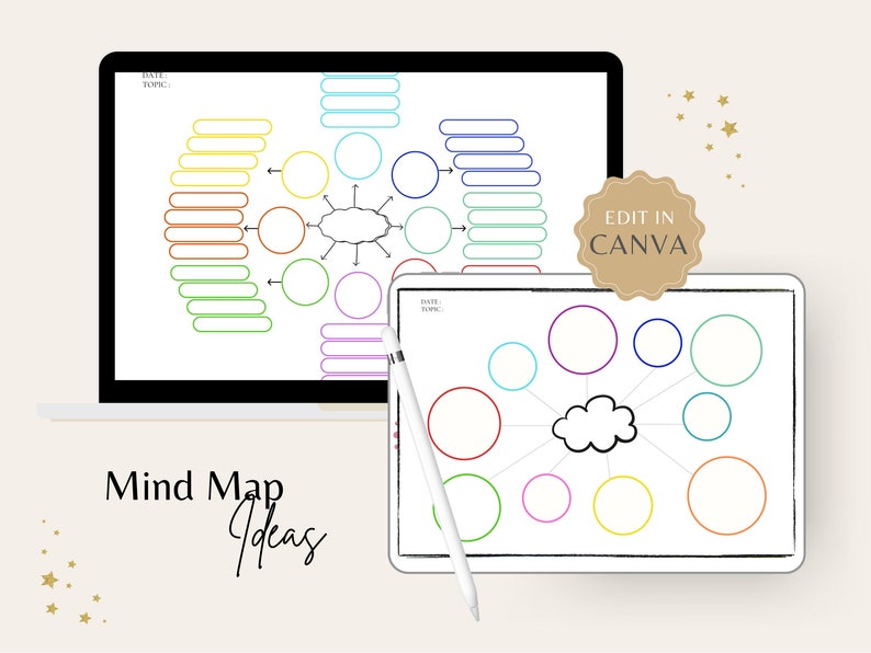 Printable Mind Map Planner | Brainstorming Ideas | Brain Dump | Study ...