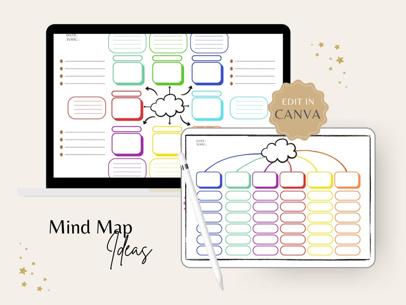 Printable Mind Map Planner | Brainstorming Ideas | Brain Dump | Study ...
