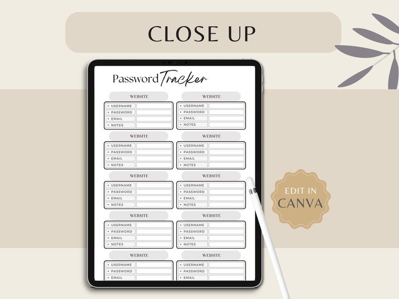 Minimalist Password Tracker | Printable | Password Log | Password ...