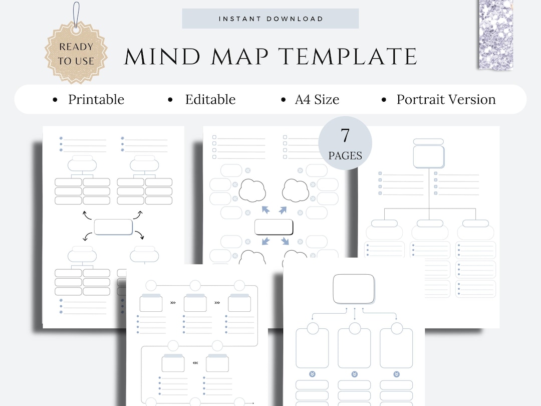 Printable Mind Map Planner | Brainstorming Ideas | Brain Dump | Study ...