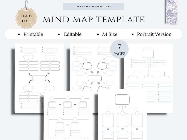 Printable Mind Map Planner | Brainstorming Ideas | Brain Dump | Study ...