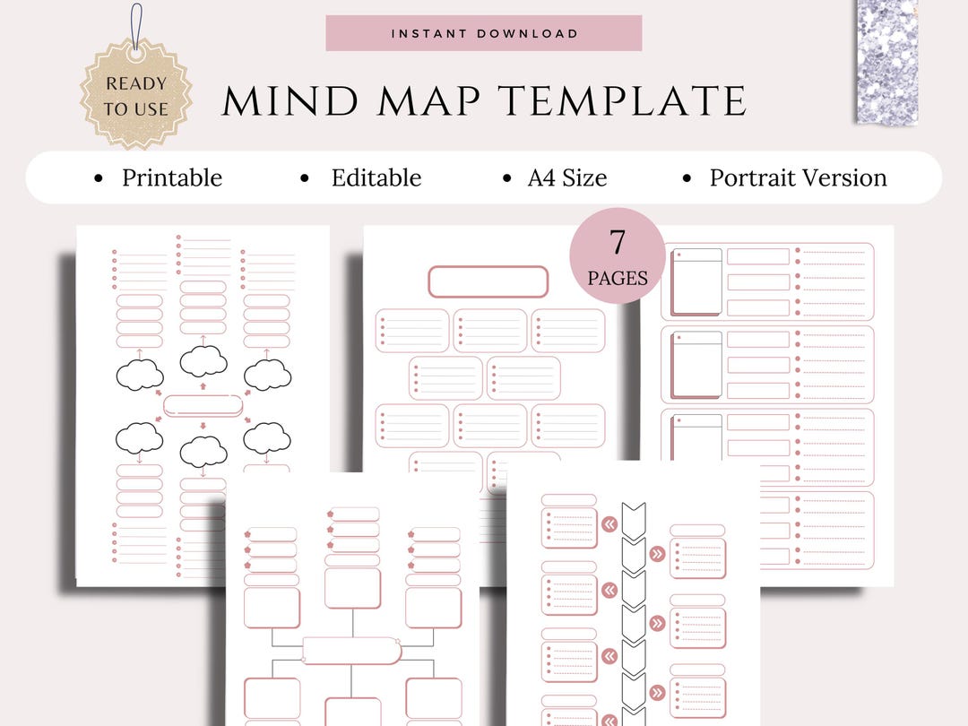 Mind Map Template Printable | Brainstorming, Study Guide (digital ...