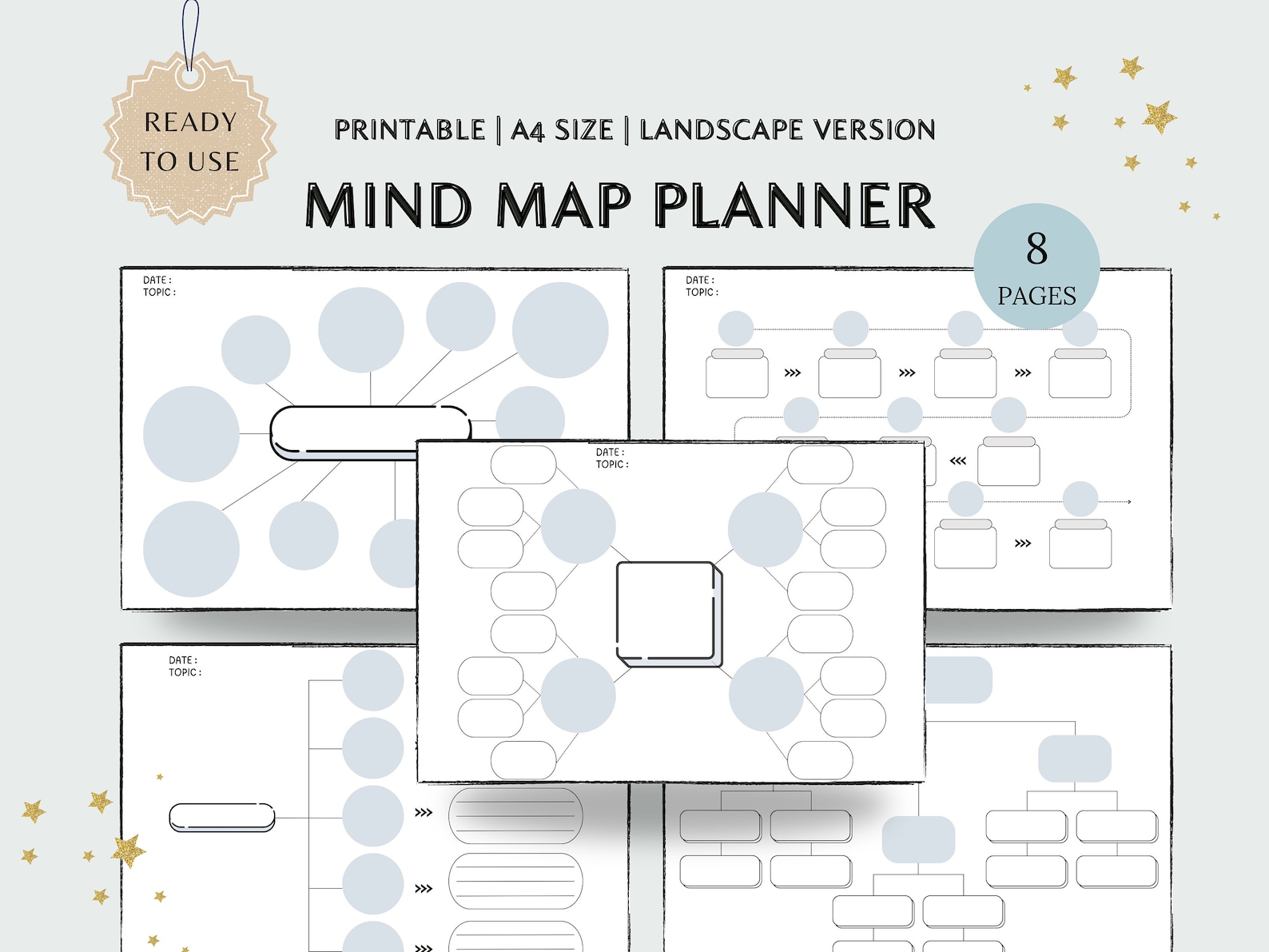 Printable Mind Map Planner | Brainstorming Ideas | Brain Dump | Study ...