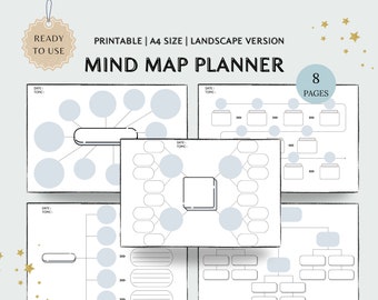 Printable Mind Map Planner | Brainstorming Ideas | Brain Dump | Study Guide | Note Taking | Mind ...