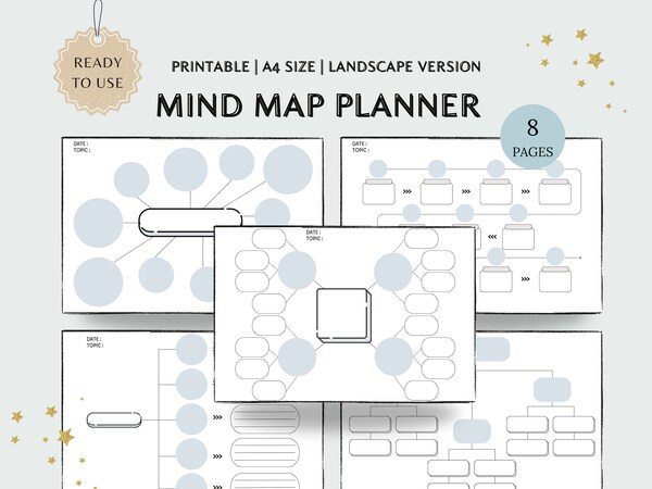 Mind Mapping Template, Printable Mind Map Planners, Mind Map Template ...