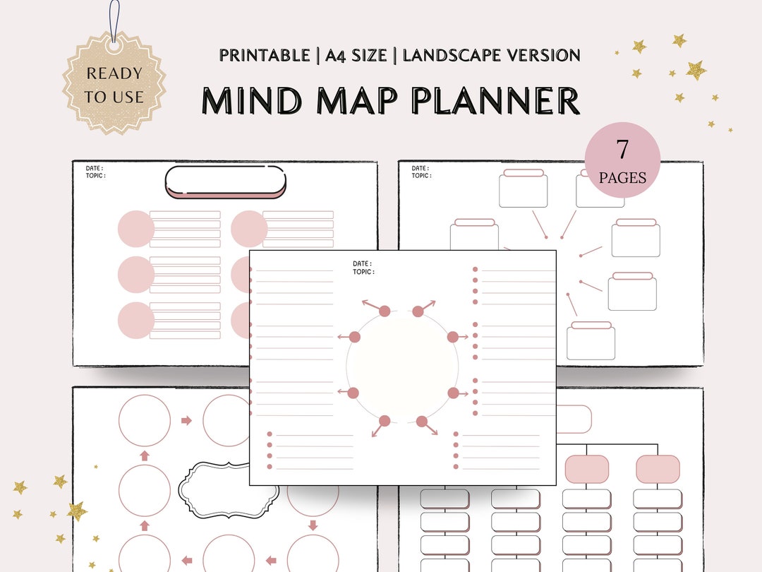 Printable Mind Map Planner | Brainstorming Ideas | Brain Dump | Study ...
