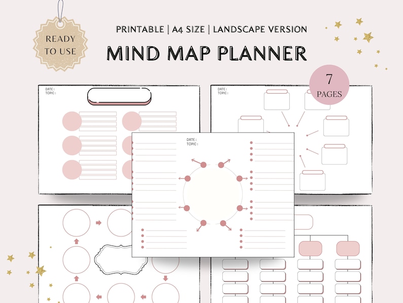Printable Mind Map Planner | Brainstorming Ideas | Brain Dump | Study ...