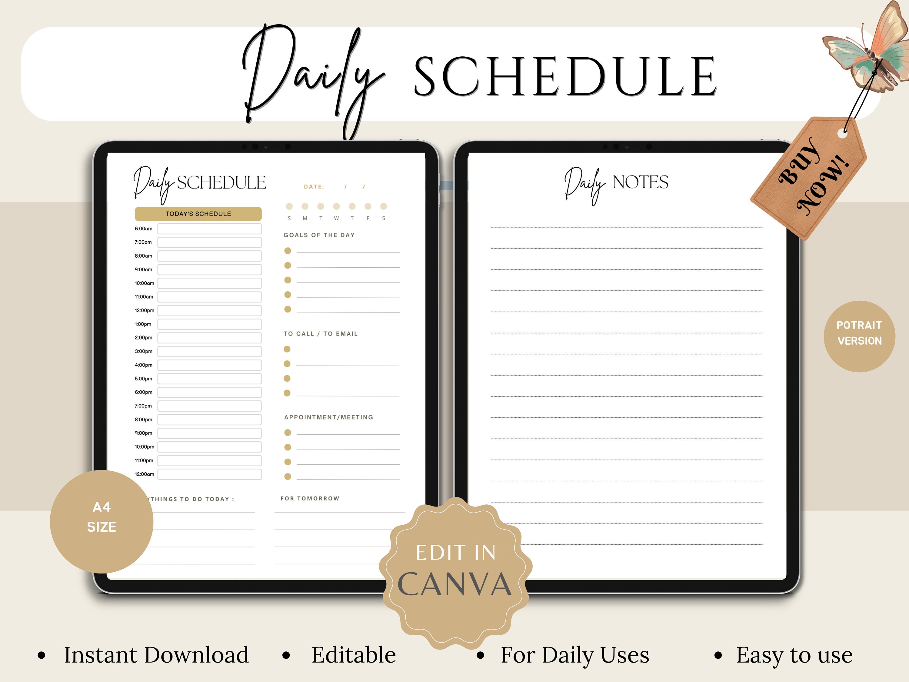 Daily Schedule | Daily Routine | Daily Organizer | Daily Time Tracker ...