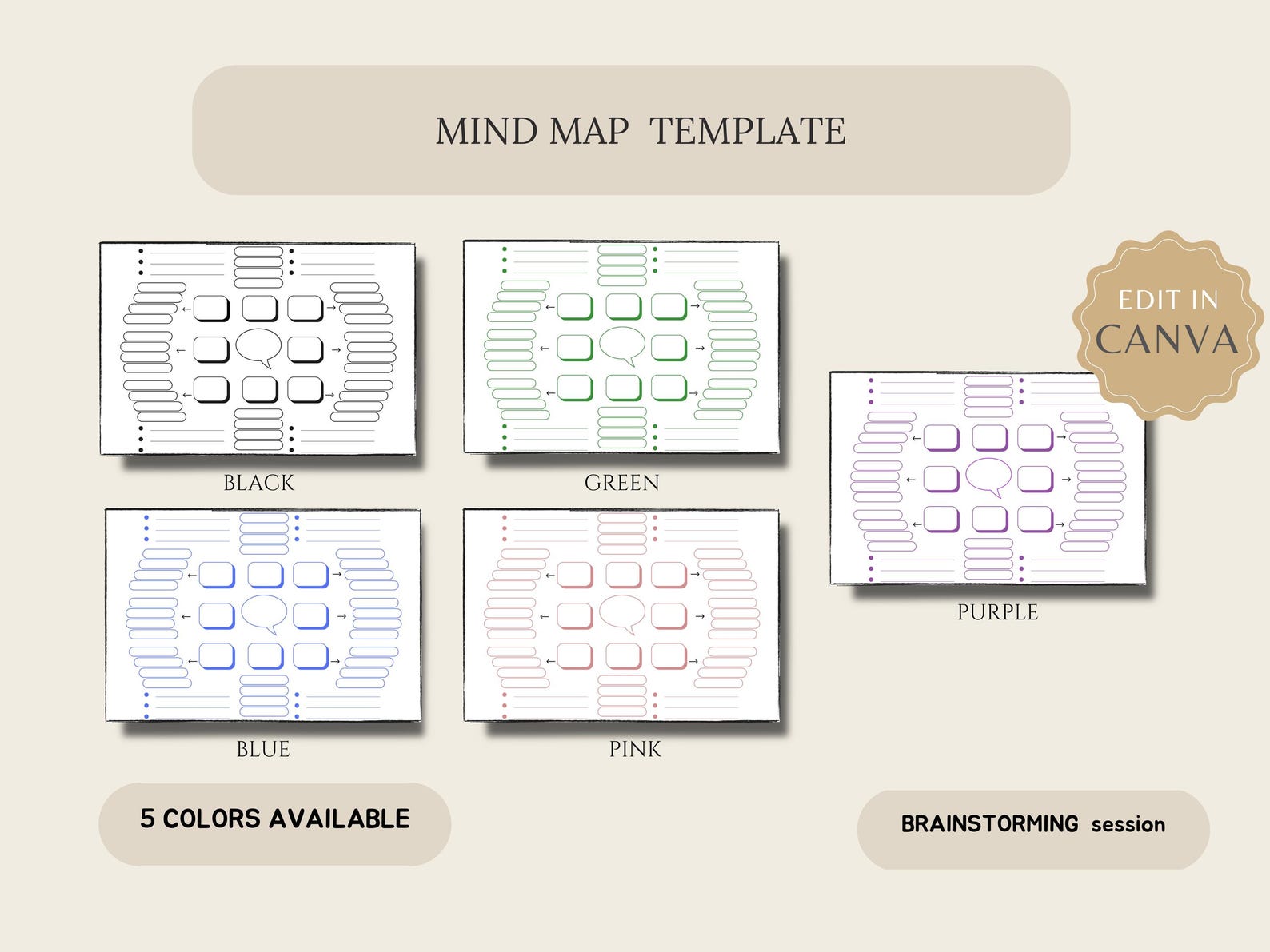 Printable Mind Map Planner | Brainstorming Ideas | Brain Dump | Study ...