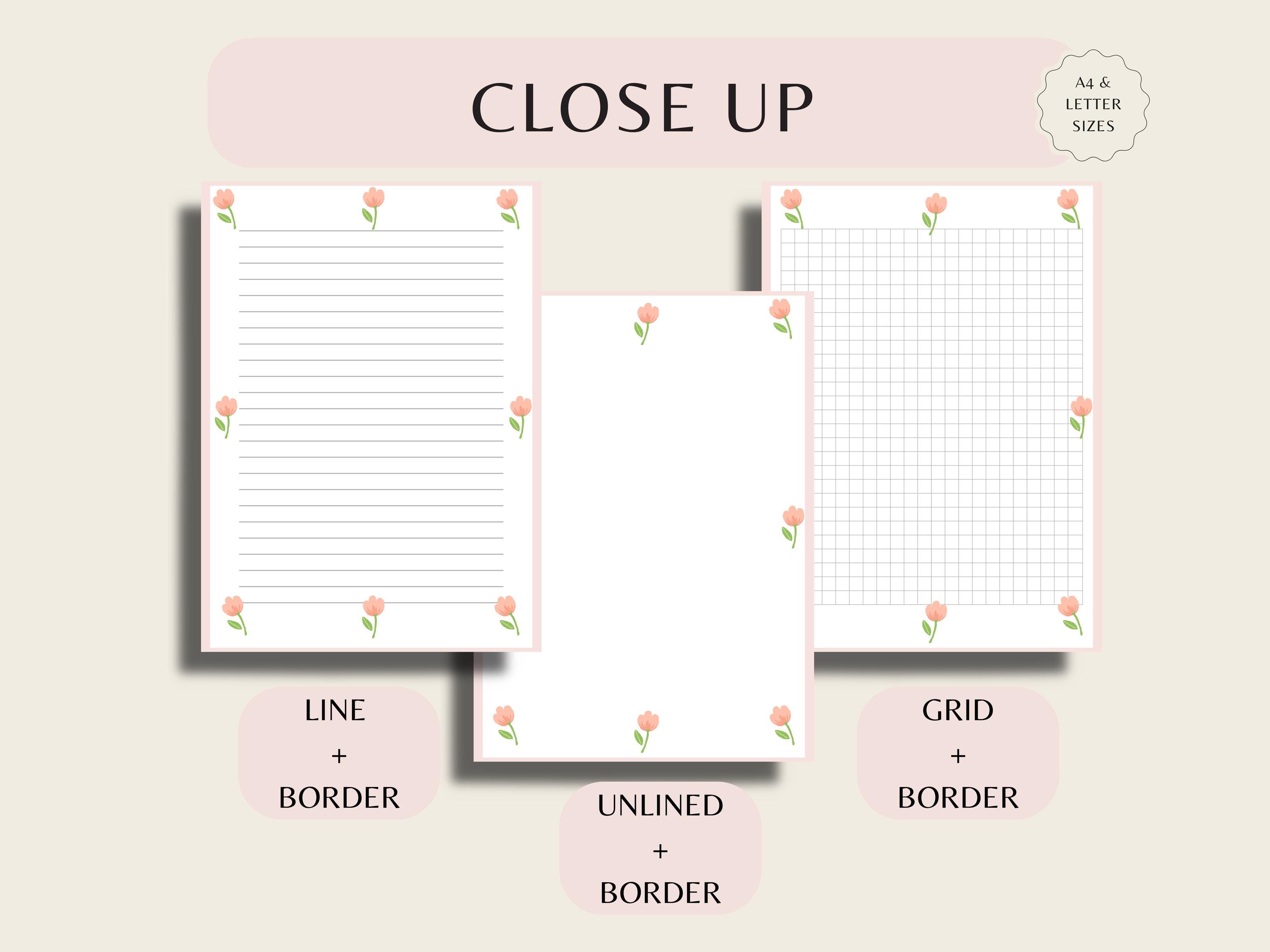PRINTABLE Cute Flower Stationery, Printable Writing Paper, A4, Letter ...