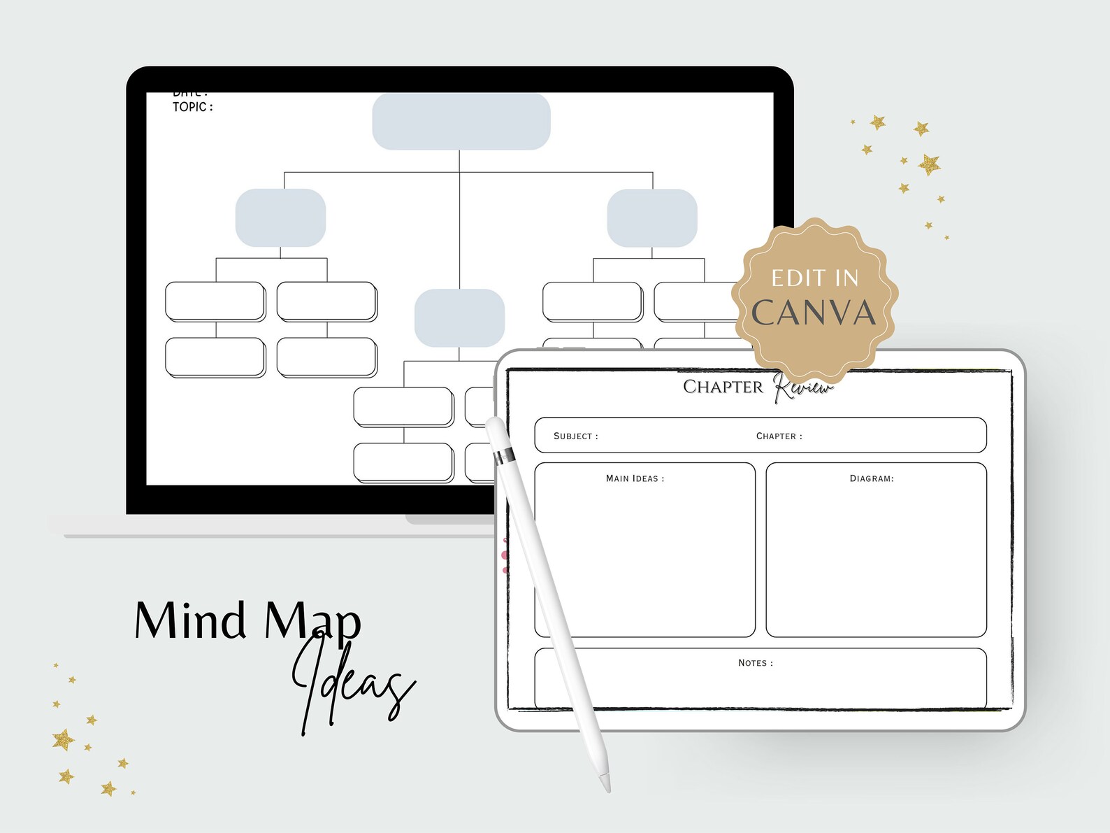 Printable Mind Map Planner | Brainstorming Ideas | Brain Dump | Study ...