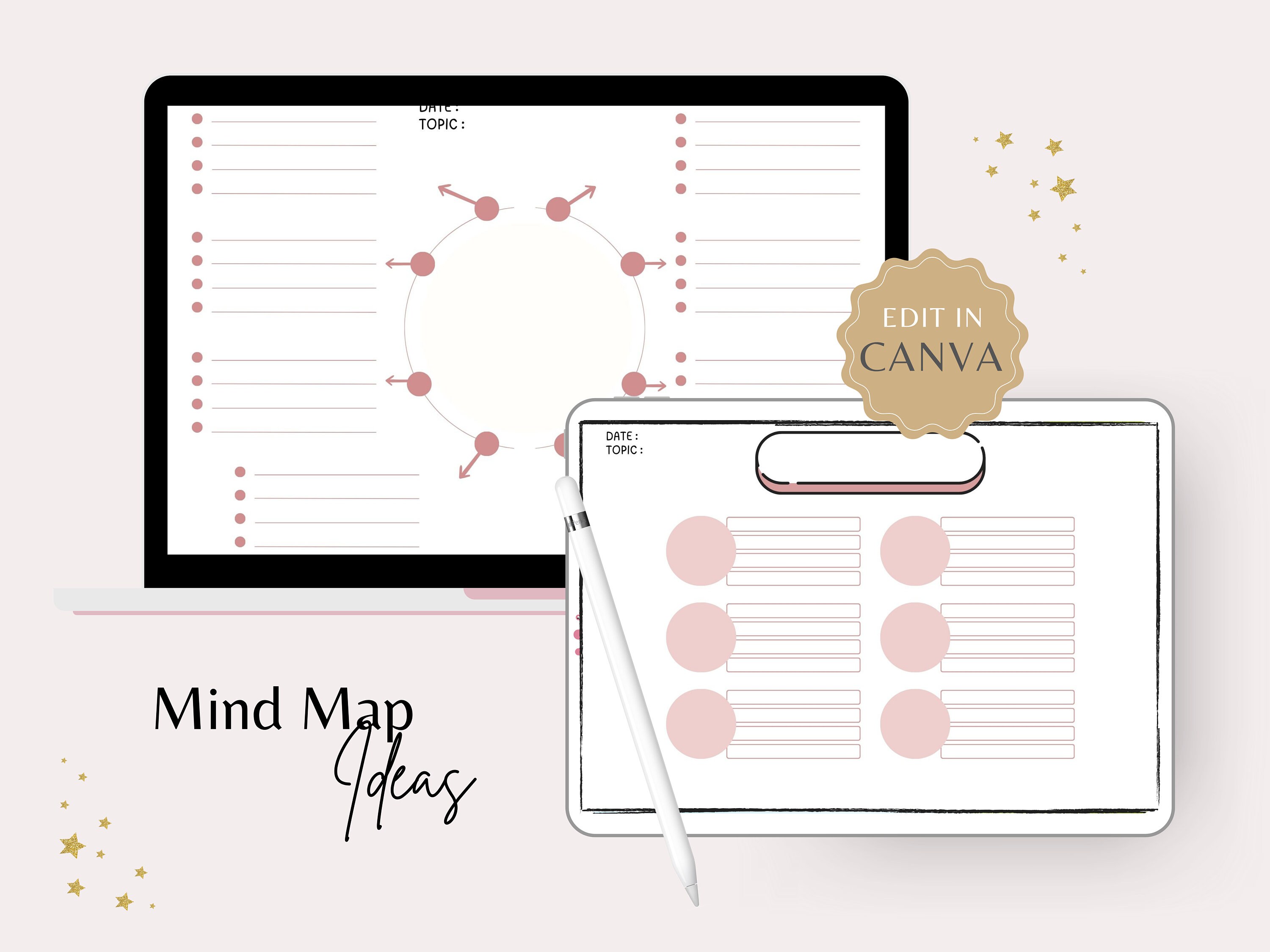 Printable Mind Map Planner Brainstorming Ideas Brain Dump Study Guide ...