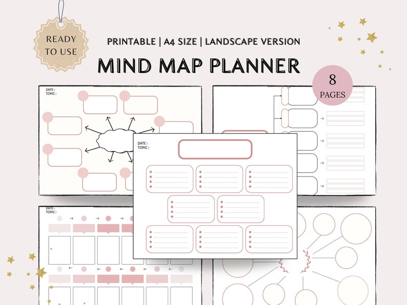 Printable Mind Map Planner | Brainstorming Ideas | Brain Dump | Study ...
