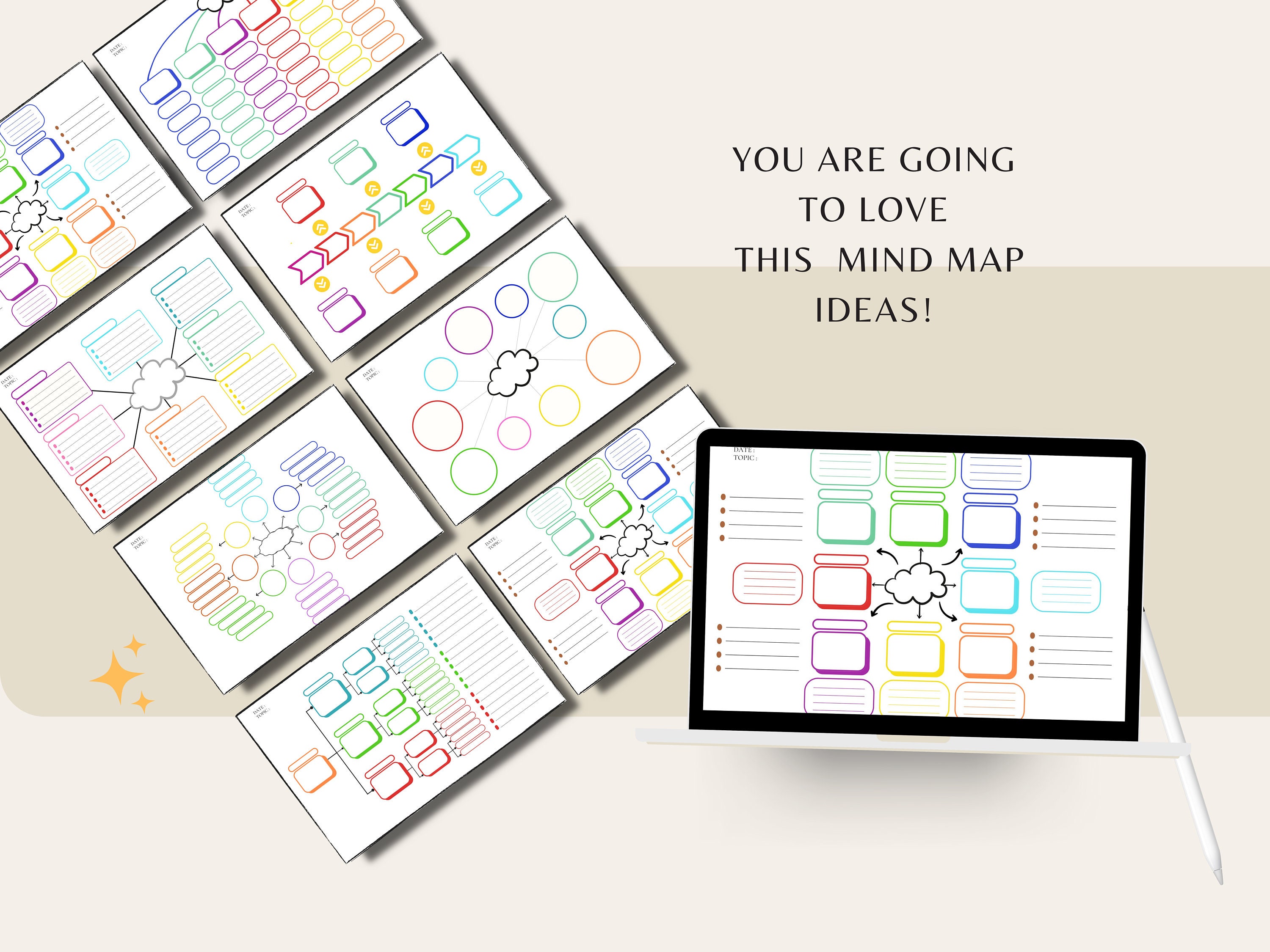Printable Mind Map Planner | Brainstorming Ideas | Brain Dump | Study ...